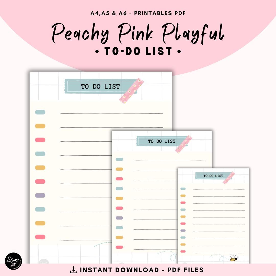 Peachy Pink Playful To-do List - Etsy