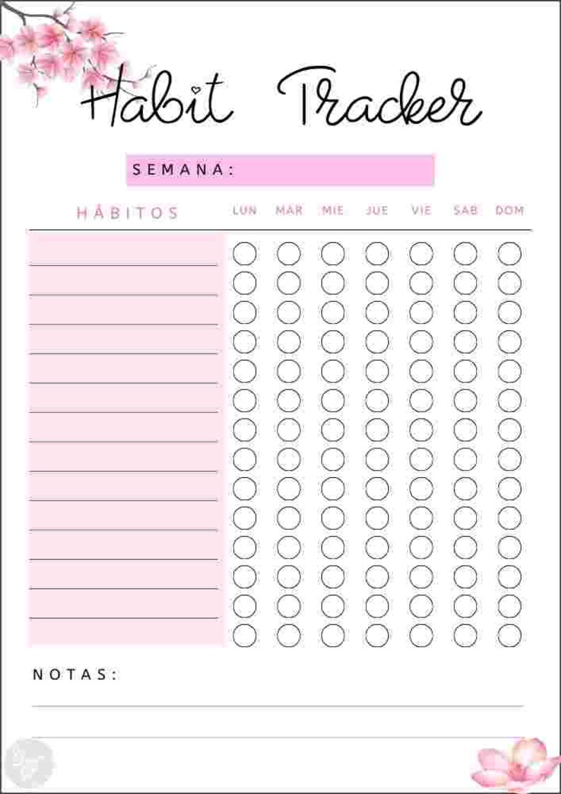 Planificador De Hábitos Decorativos | Imprimible | Seguimiento De ...