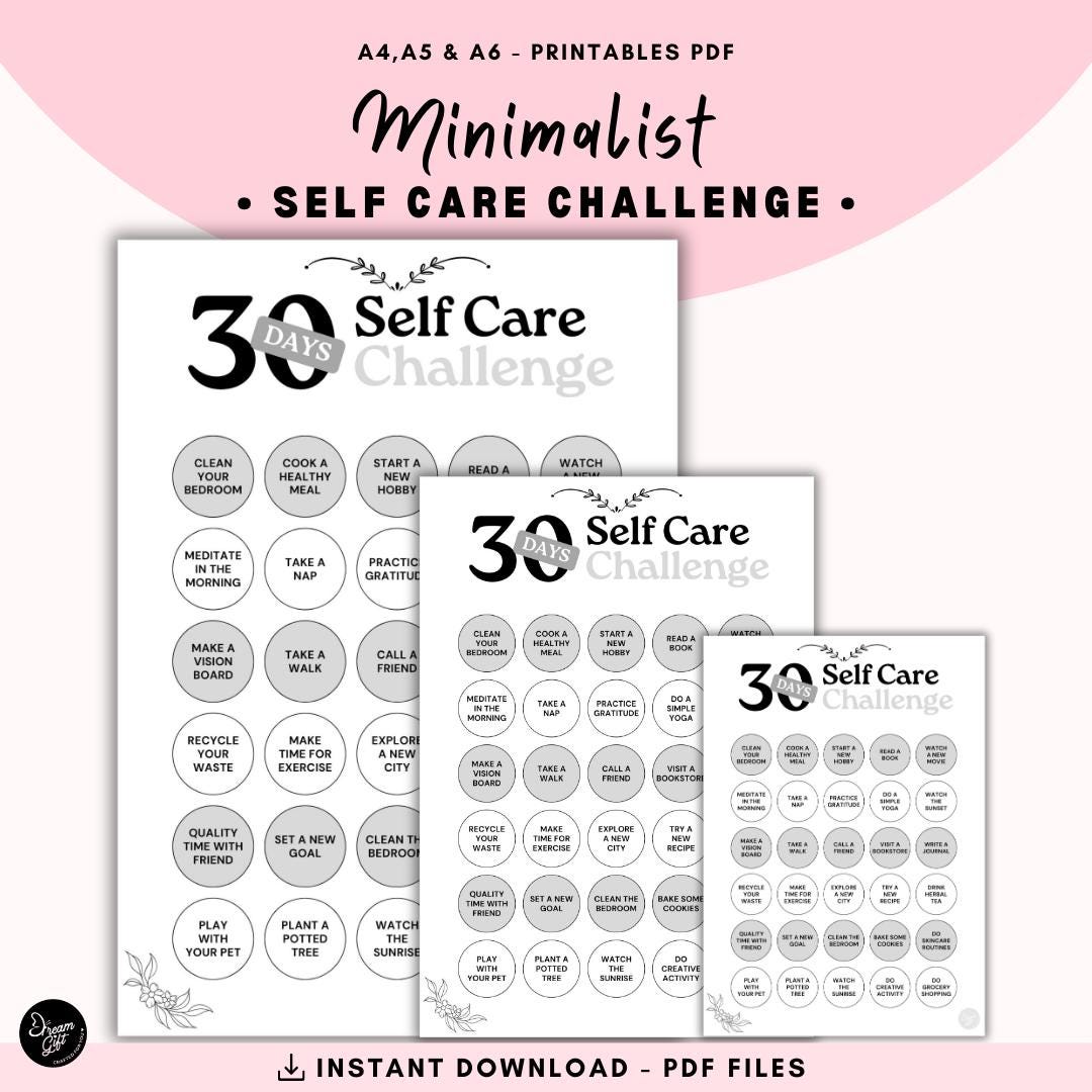 Self-care 30 Days Challenge: Minimalist Planner - Etsy