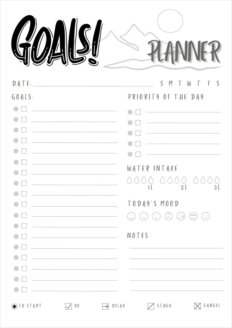 Mountain Printable Goals Planner - Etsy