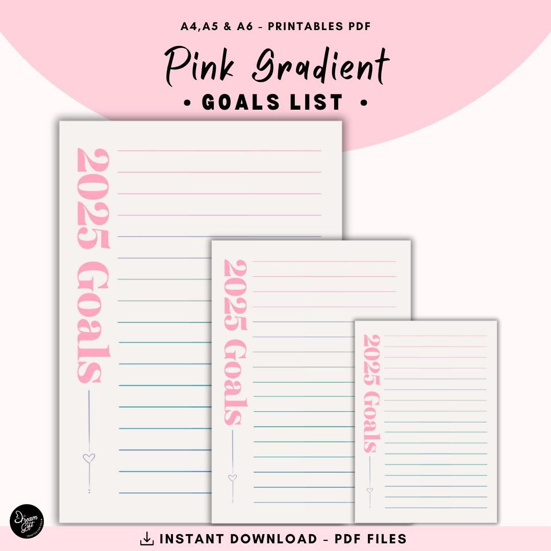 Pink Gradient 2025 Goals List - Etsy