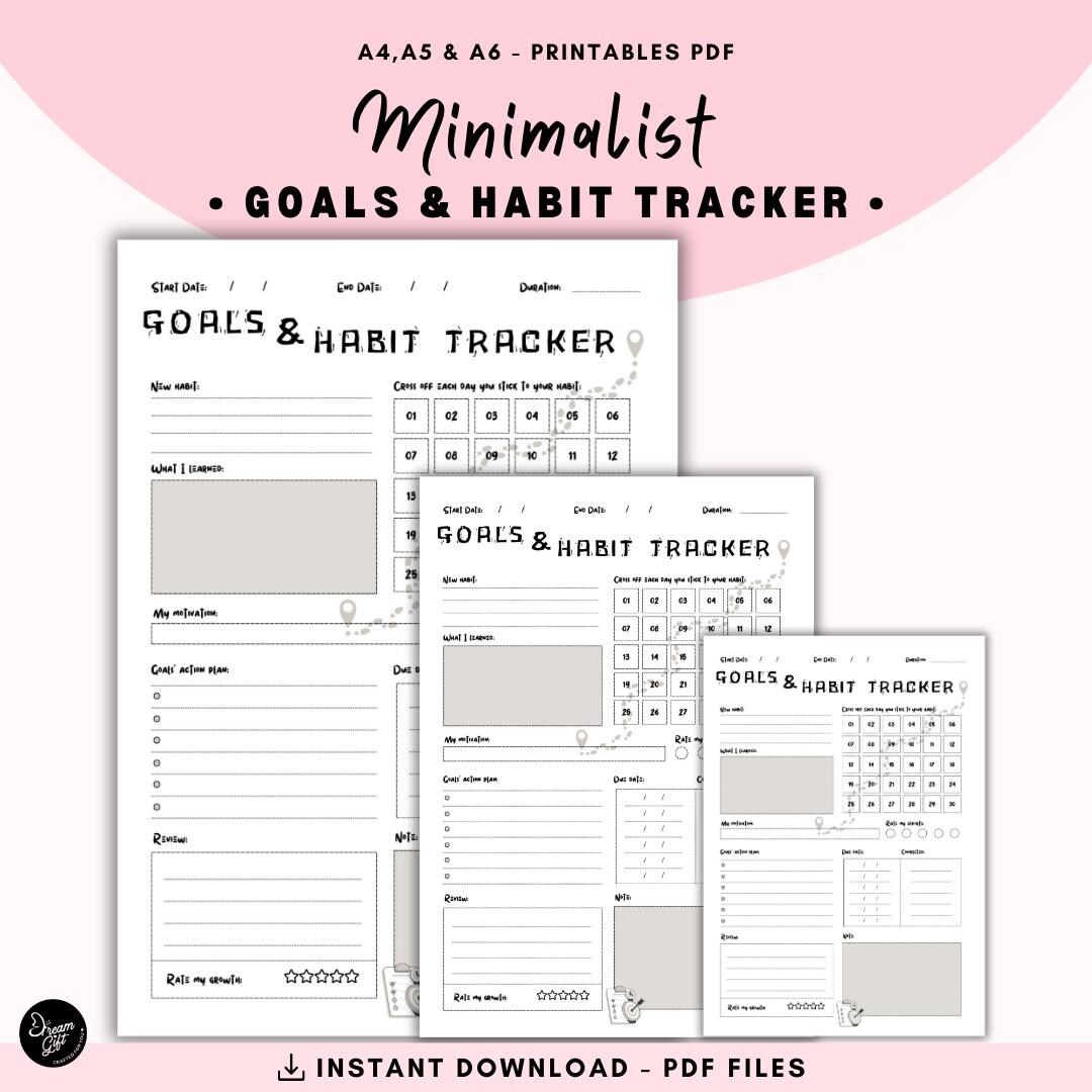 Goals and Habit Tracker Planner - Printable for Personal Growth and ...