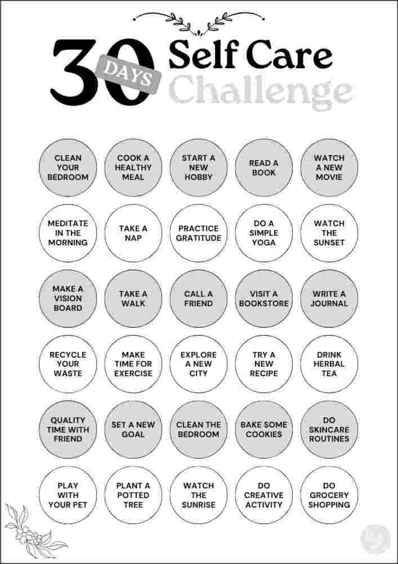 Self-care 30 Days Challenge: Minimalist Planner - Etsy