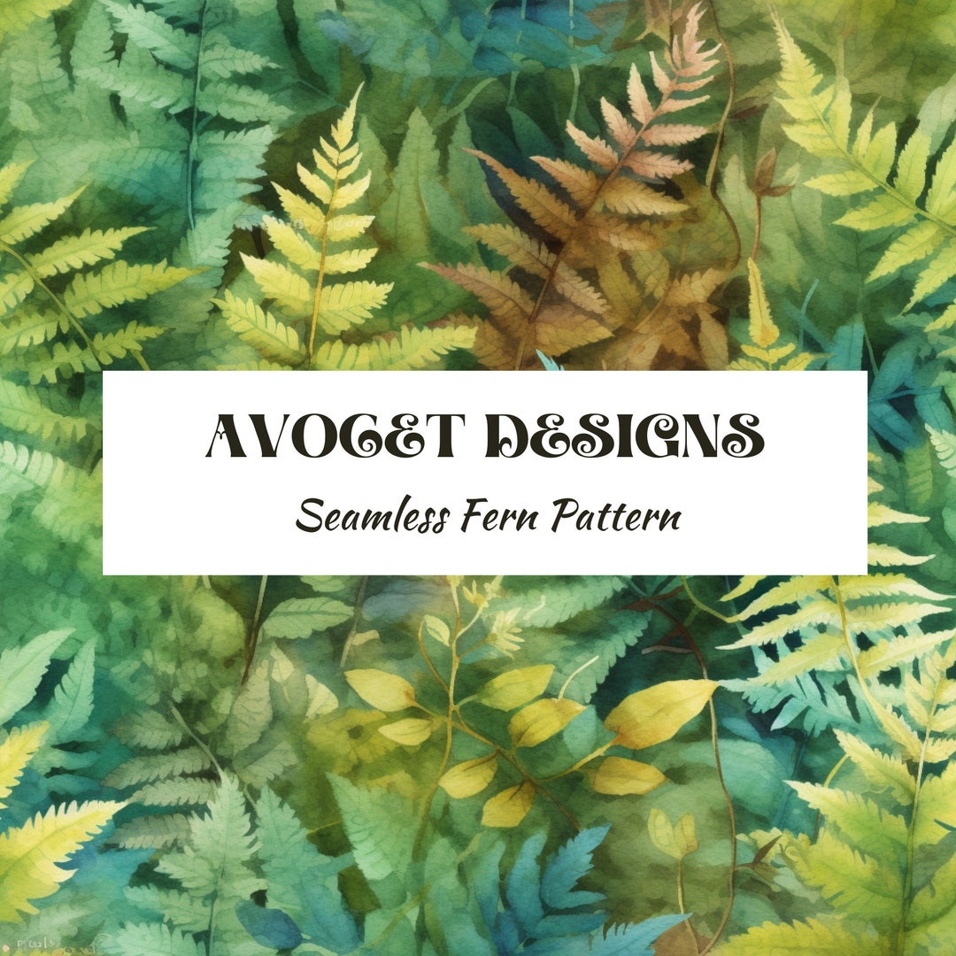 Seamless Fern Pattern, Beautiful Pastel Watercolor Ferns, Sublimation ...