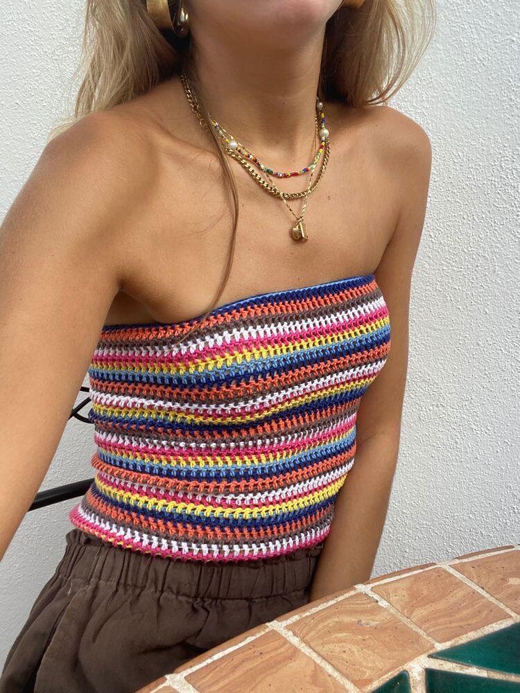 Crochet Tube Top Summer Crochet Top Crochet Striped Top - Etsy