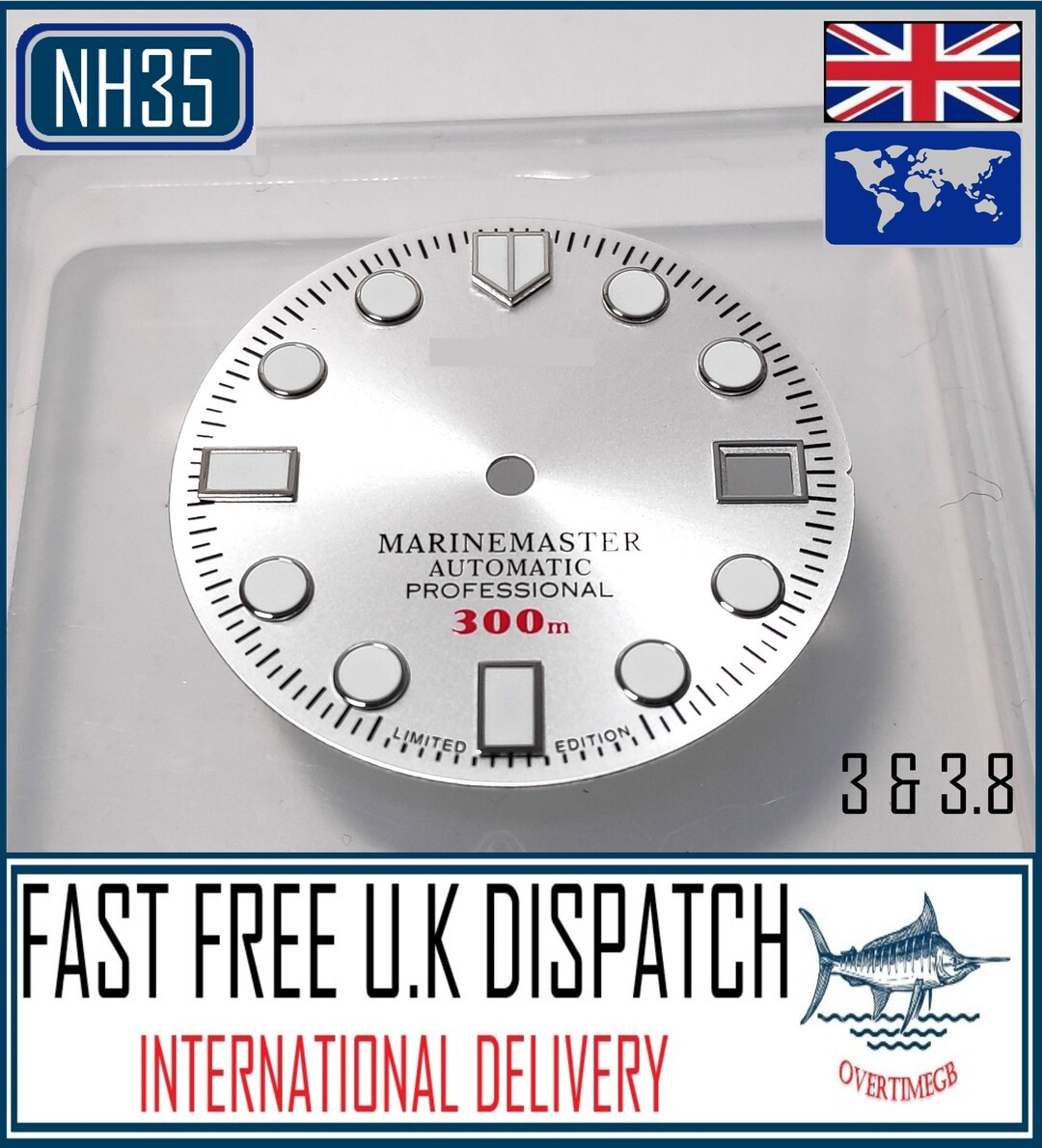 Buy NH35 Dial 28.5 Marine Master Silver High Gloss Finish MM300 SKX007 ...