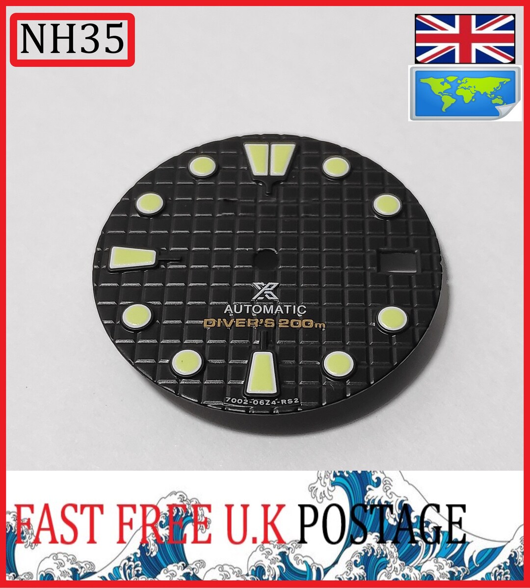 NH35 NH36 Date Only King Turtle Waffle Prospex Watch Dial SRPE03 BLACK ...