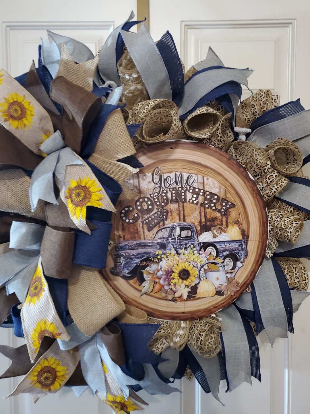 Cottage Wreath Door Front Door Truck Country Farmhouse Front Door ...