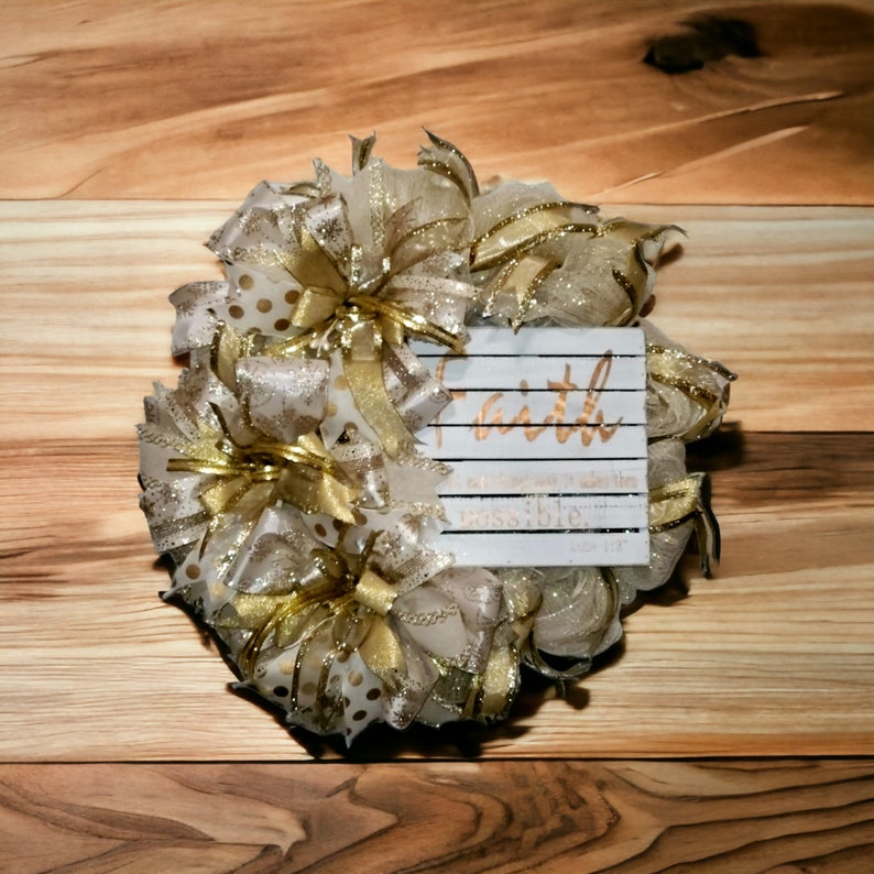 Wreath Front Door Gold Faith, Front Door Front Religion, Gold, Wreath ...