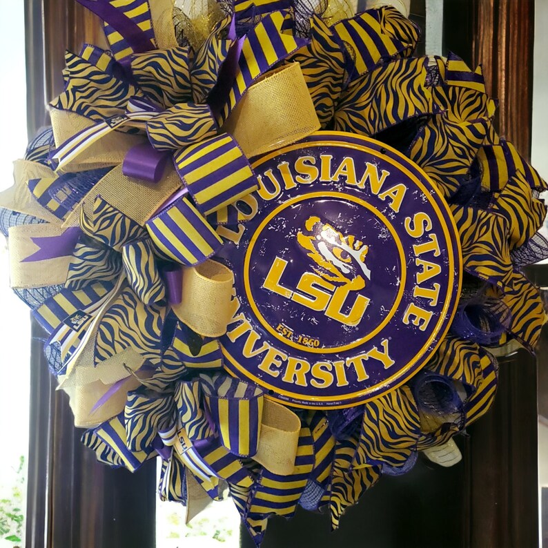 LSU Wreath College Louisiana Inspired College, Louisiana Football Door ...