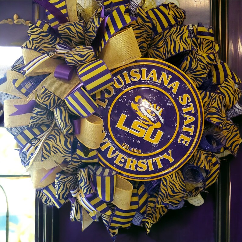 LSU Wreath College Louisiana Inspired College, Louisiana Football Door ...