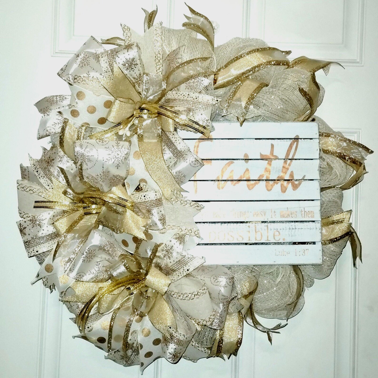 Wreath Front Door Gold Faith, Front Door Front Religion, Gold, Wreath ...