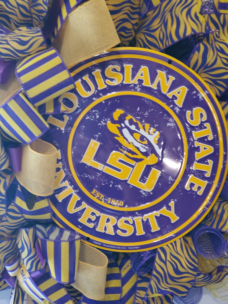 LSU Wreath: Louisiana State University Purple & Gold Handmade Decor - Etsy