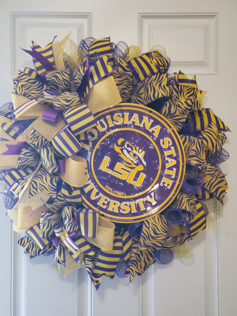 LSU Wreath College Louisiana Inspired College, Louisiana Football Door ...