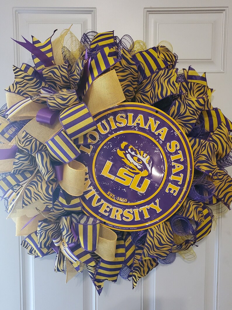 LSU Wreath College Louisiana Inspired College, Louisiana Football Door ...