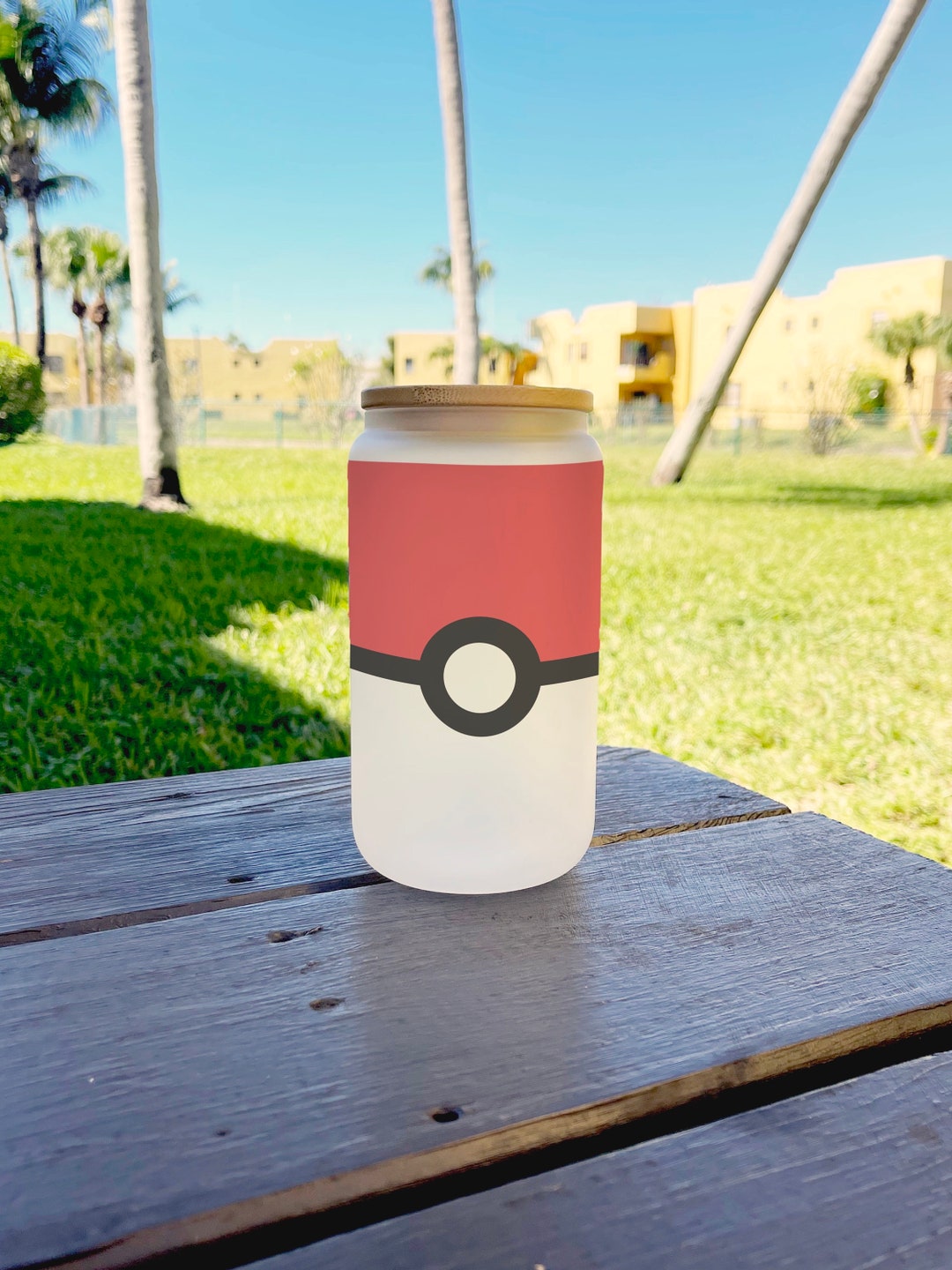 Pokeball Iced Coffee Tumbler 16 Oz With Lid and Straw Pokemon - Etsy