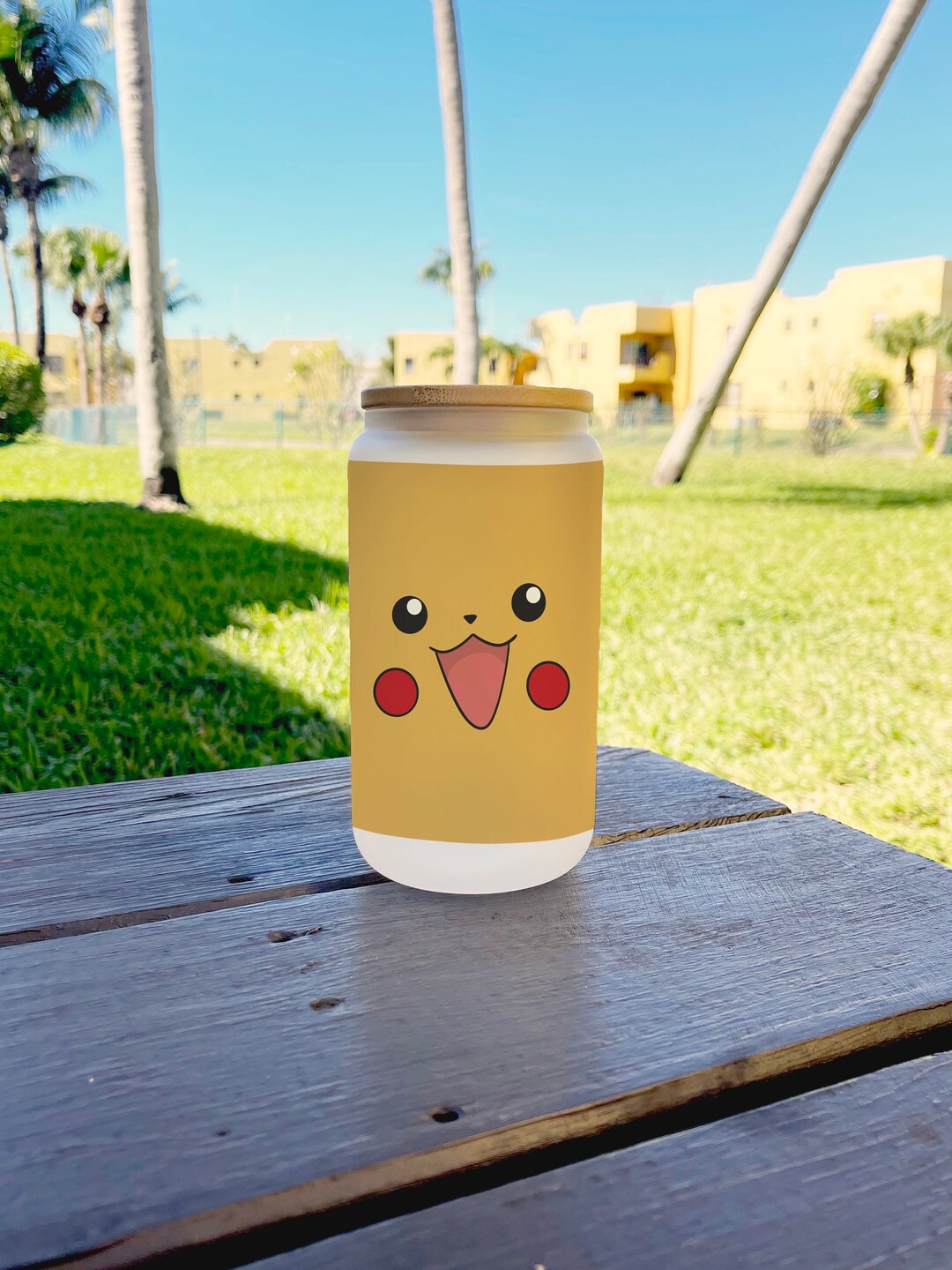 Cute Pikachu Iced Coffee Tumbler 16 Oz With Lid and Straw Pokemon - Etsy