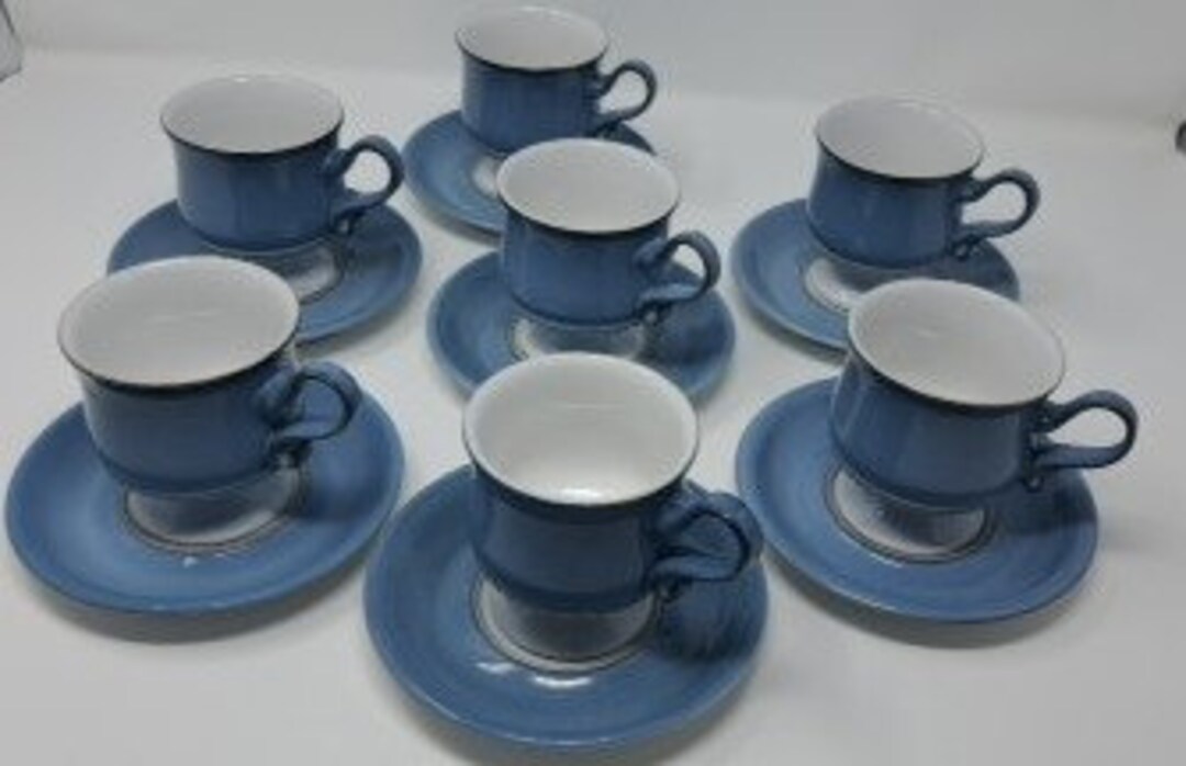 Vintage Denby (england) Stoneware Coffee/tea Cups and Saucers (set of 7 ...