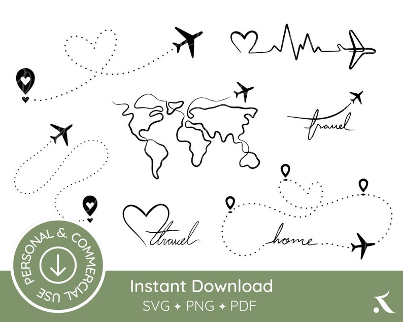 Airplane Bundle Svg, Airplane Svg, Adventure Awaits Svg, World Map Svg ...