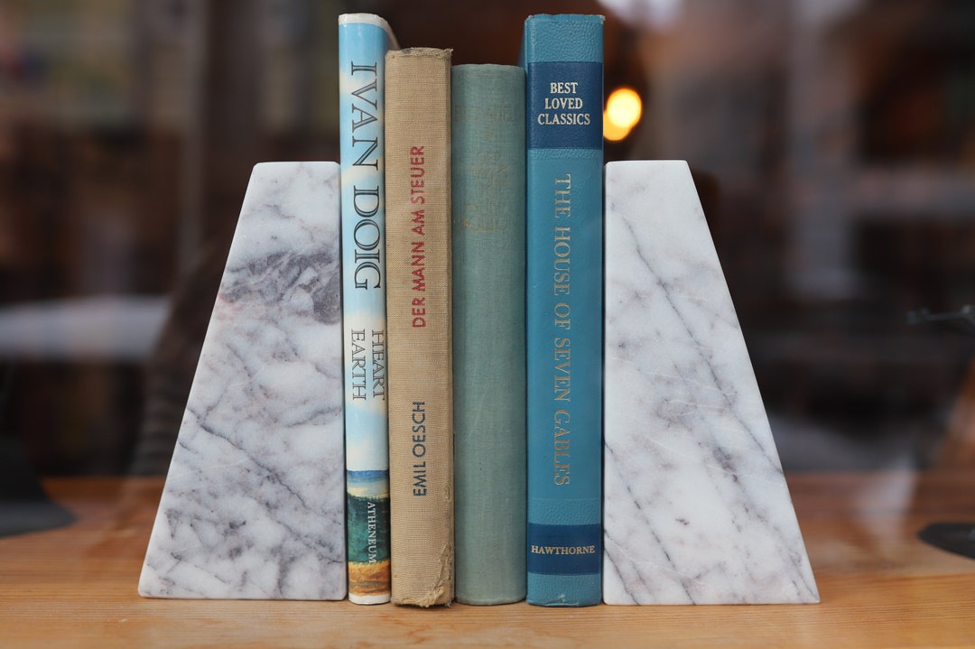 Natural Marble Bookends, Marble Bookends, Marble Book Holder, Gift for ...