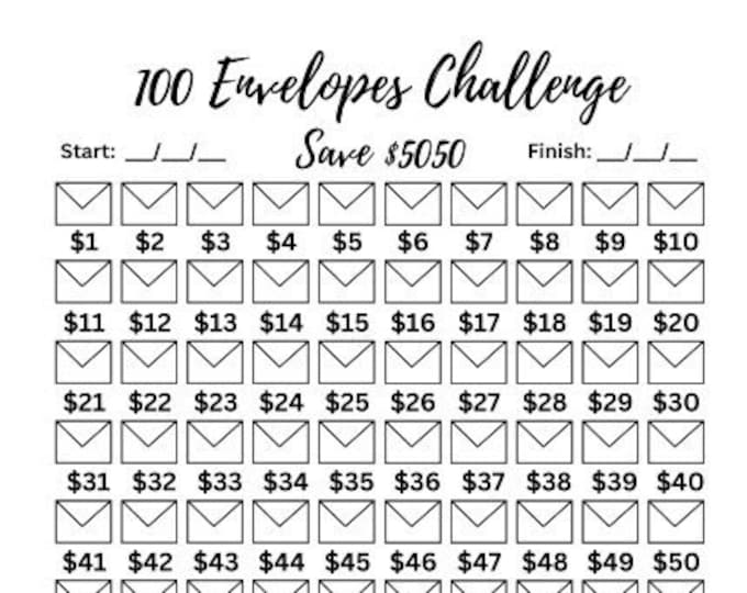 100 Envelopes Challenge W/ Bonus Envelope Template - Etsy