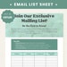 Printable Email List Sign-up Sheet Template Color Mint Editable/instant ...