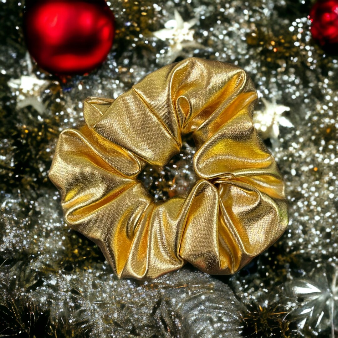 Metallic Gold Scrunchie, Gold Hair Scrunchie, Hair Scrunchie, Hair ...