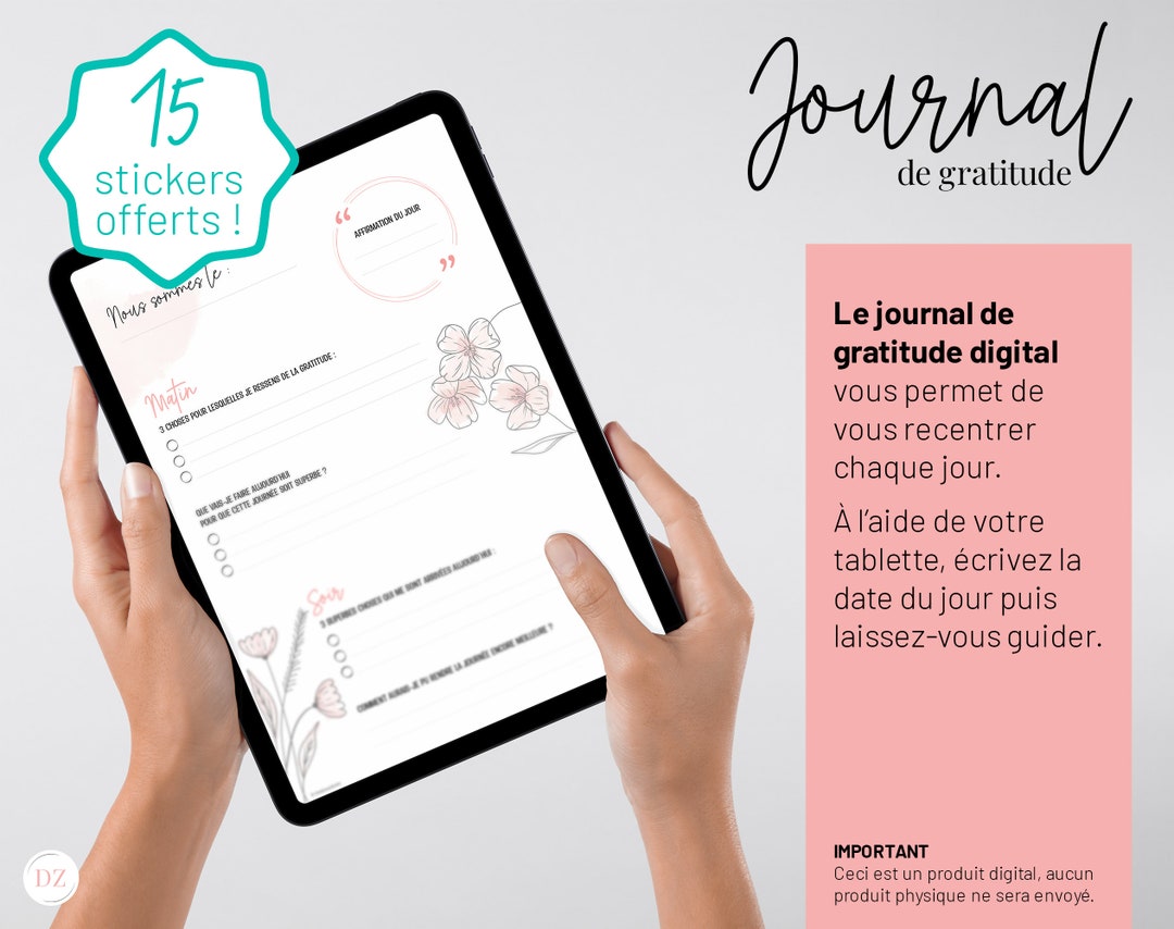 Journal De Gratitude Digital En Français | Duplicable Chaque Jour | À ...