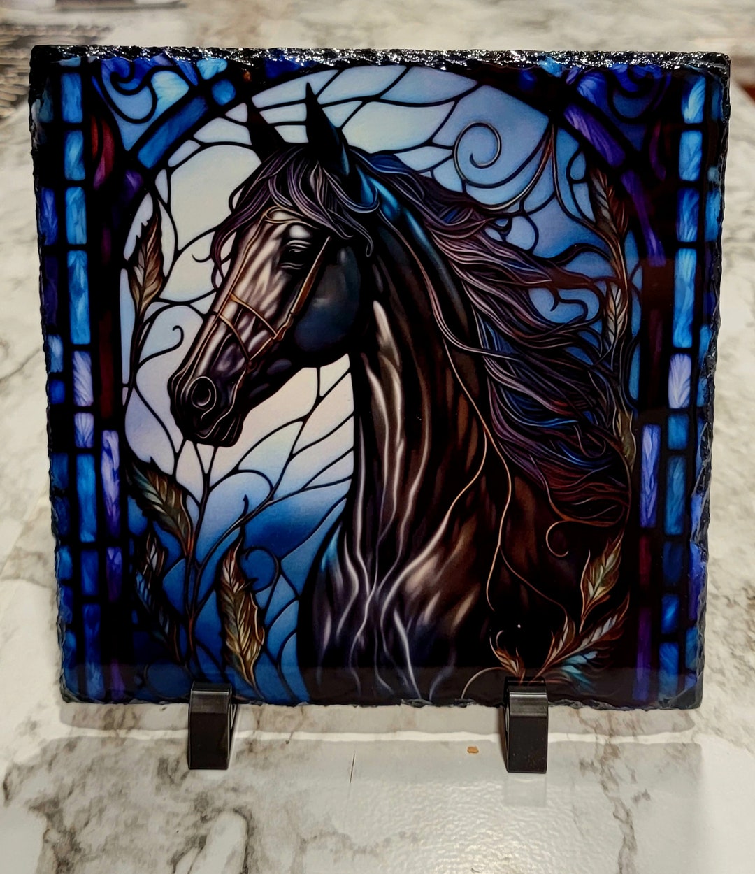 Horse Stained Glass Rock Slate - Etsy