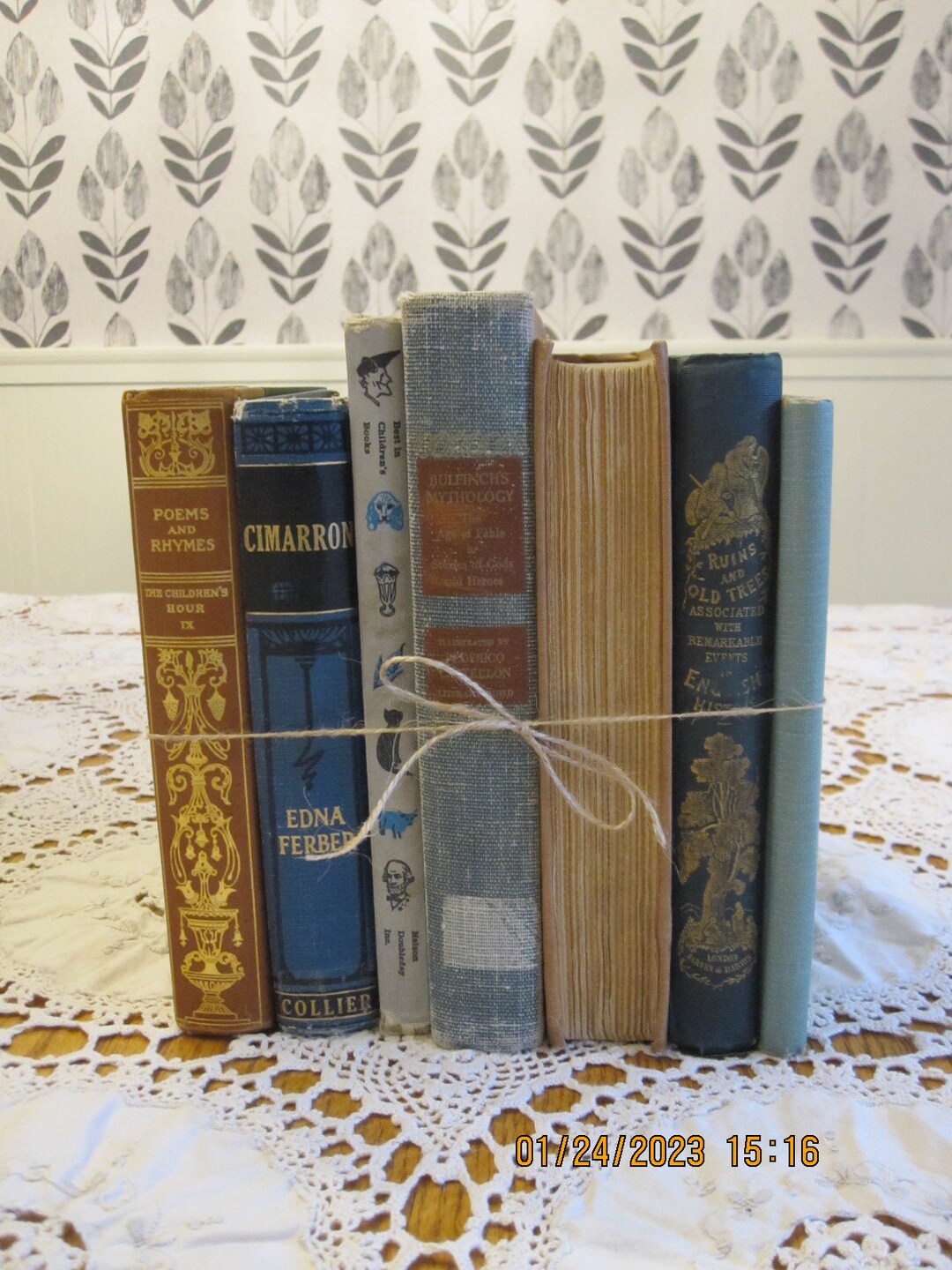 Antique Book Collection Stack of Seven Forest Brook Inspired Cottage ...