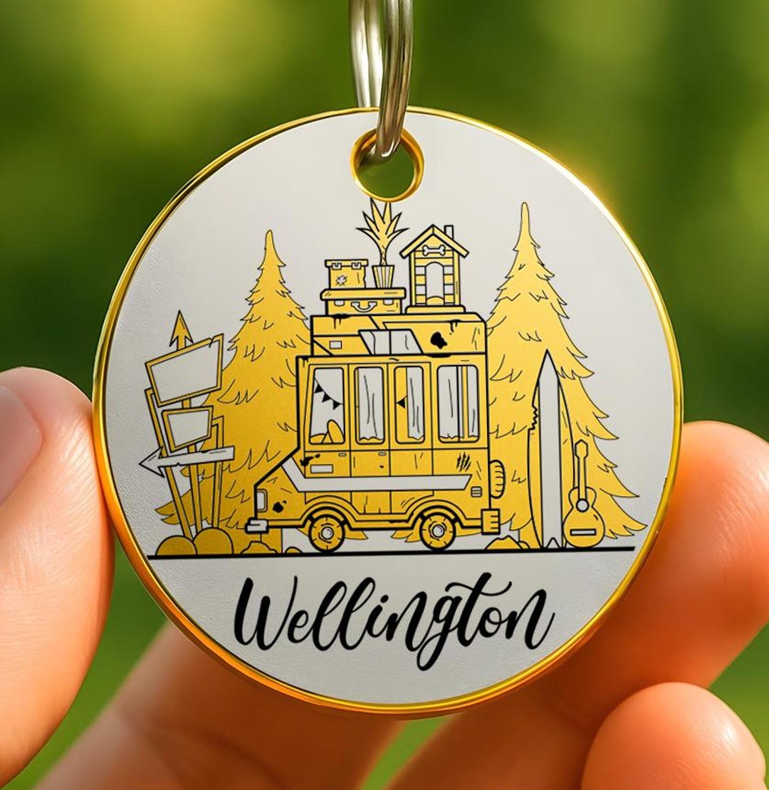 Custom Engraved Camper Van Pet ID Tag – Adventure Travel Dog Tag - Etsy
