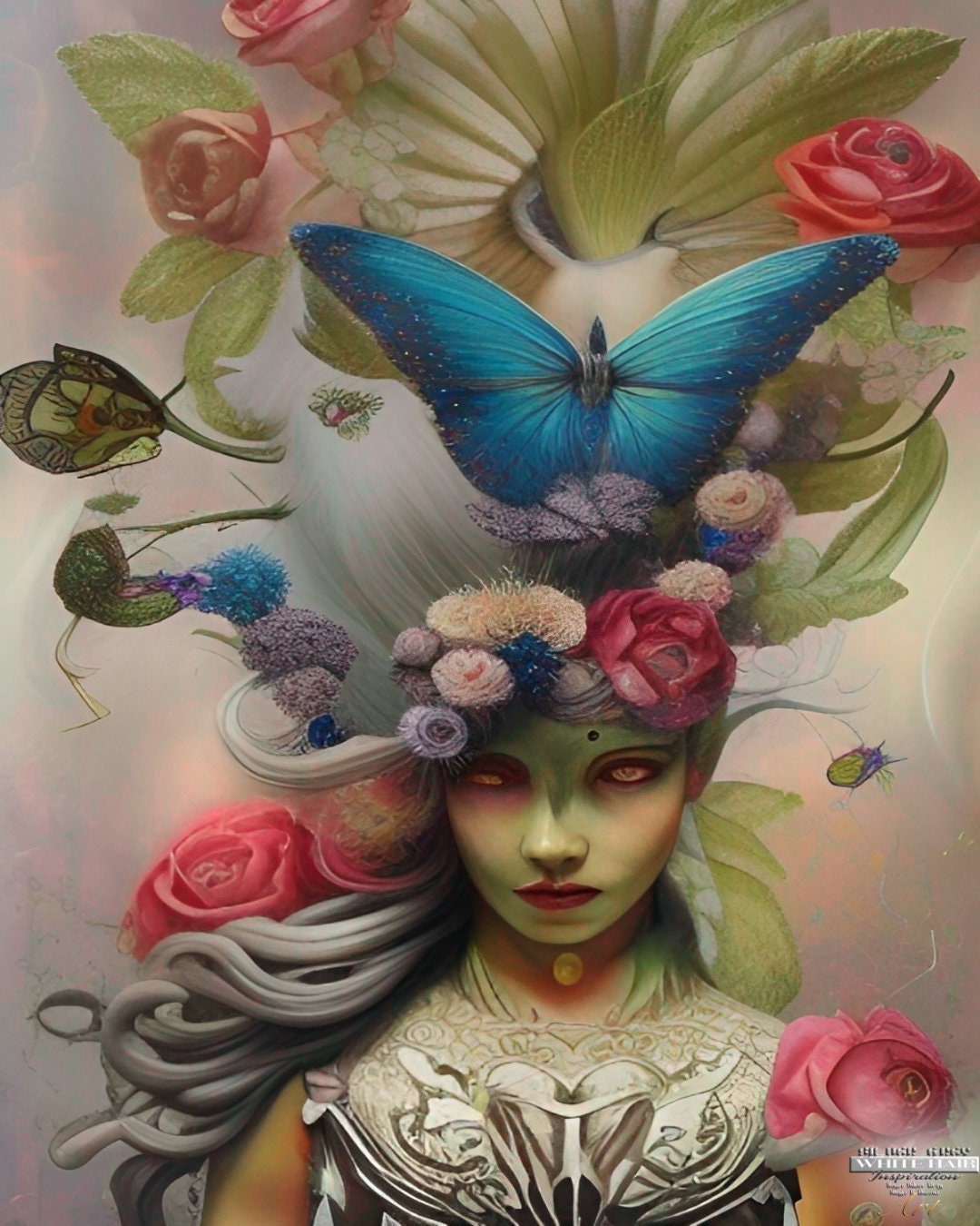 Neta -silver Hair Butterfly Queen - Etsy