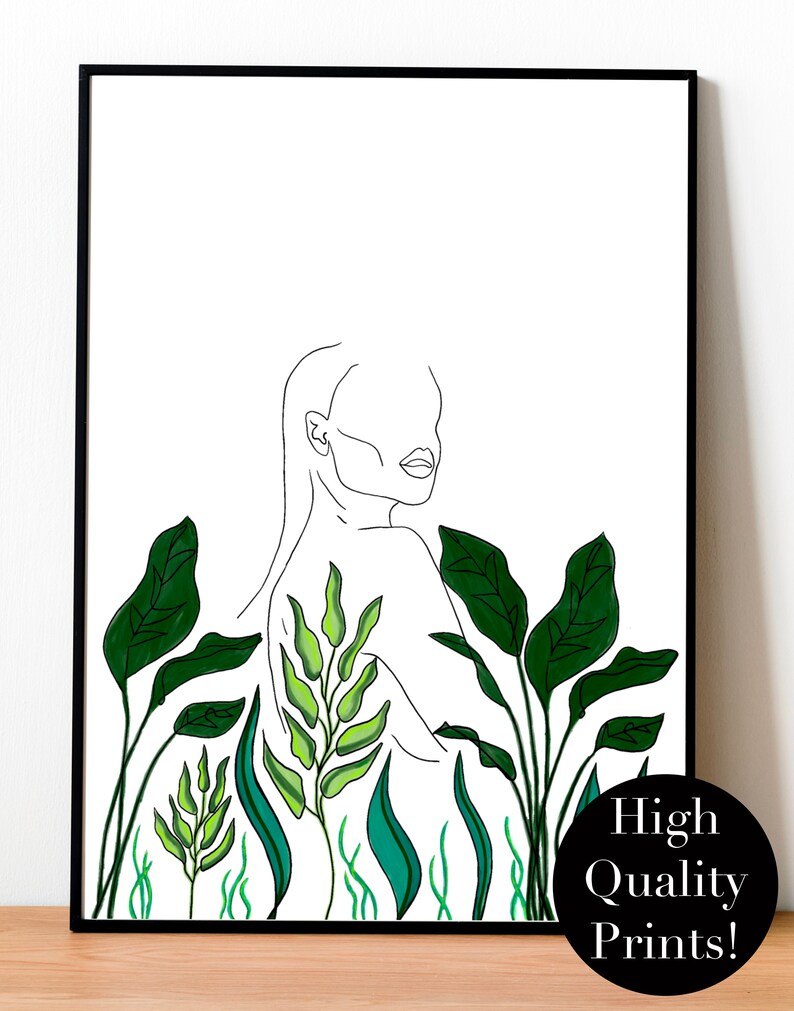 Woman Line Art Body Line Art Leaf Line Art Colorful Line Etsy