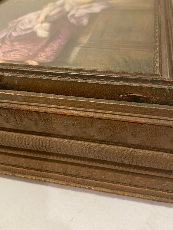 Antique Jewelry Box with Lithograph print - Gem