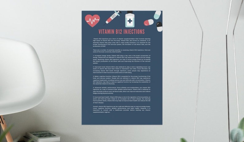 Vitamin B12 Injection Poster - Etsy