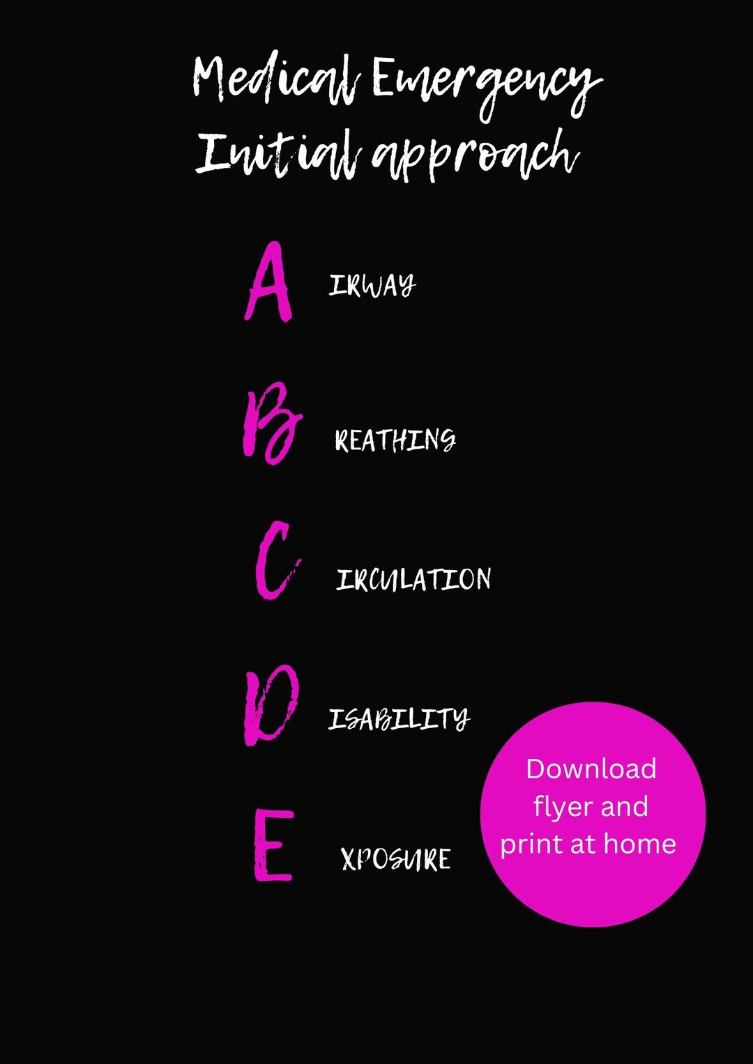 Medical ABCDE Approach Flyer Digital Flyer Download and Print - Etsy