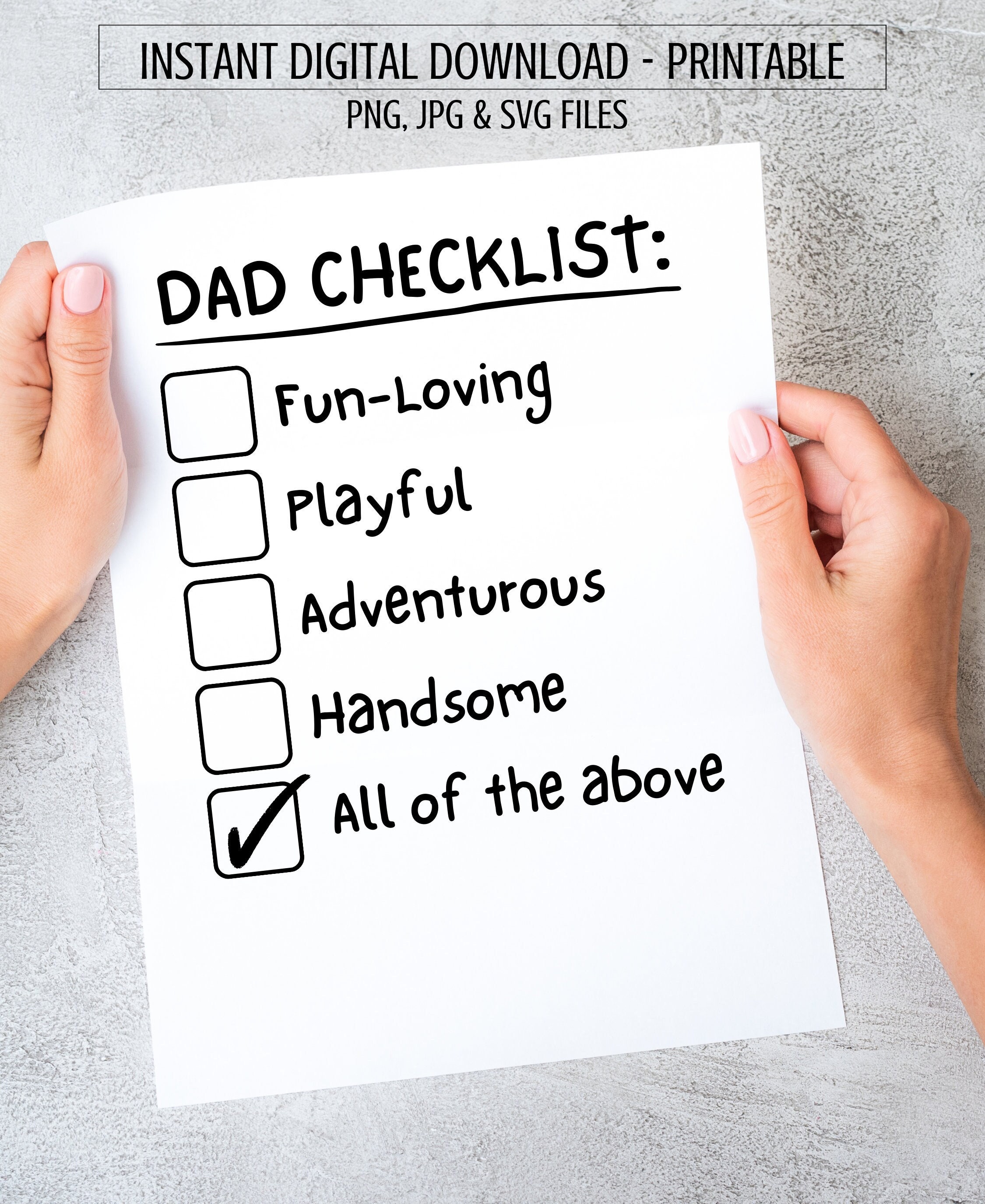 Dad Checklist Instant Digital Download Printable - Etsy