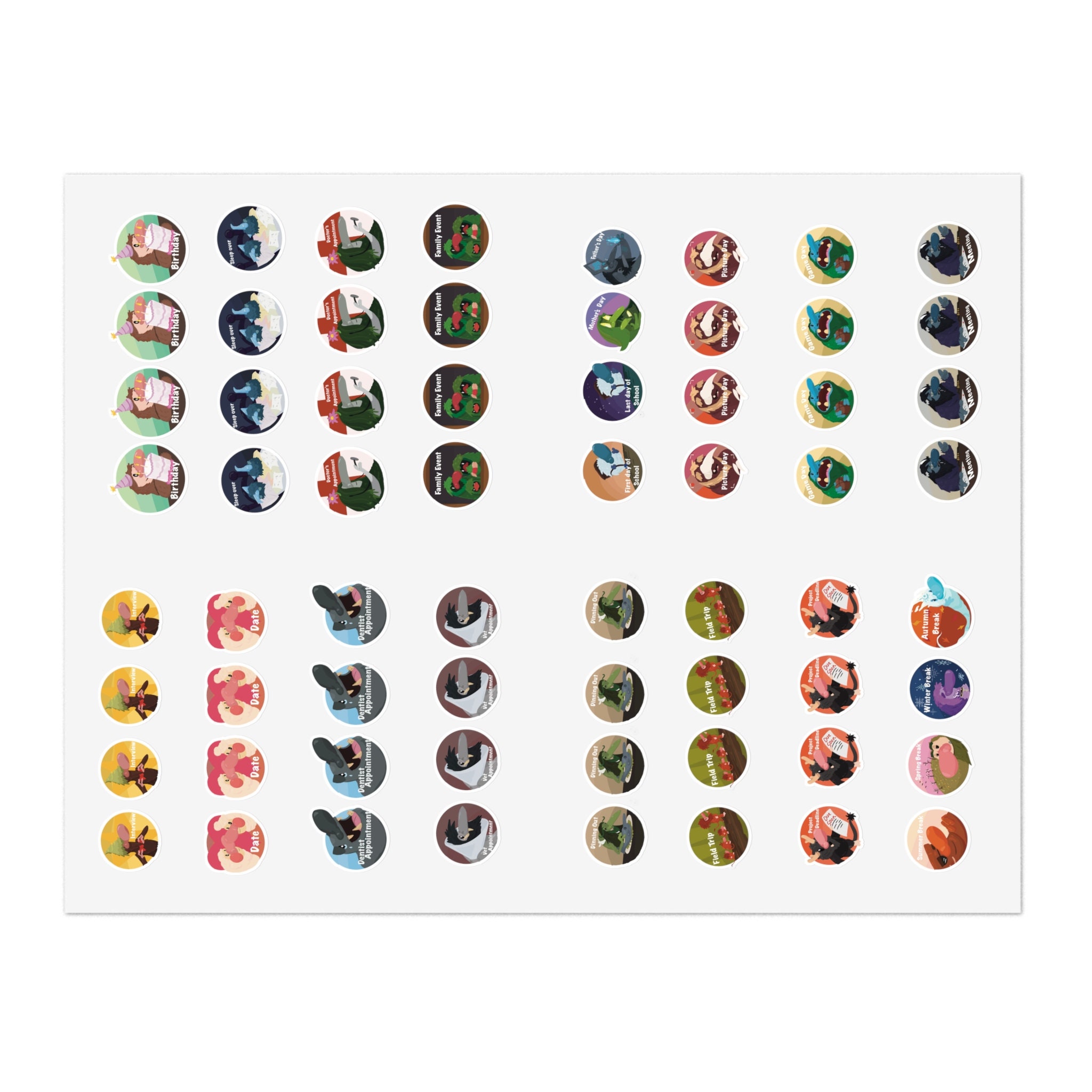 Trolls of Trolthala Calendar Planner 64pc Set Sticker Sheet - Etsy