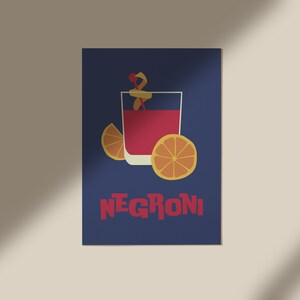 Negroni Cocktail Print: Retro Mid-century Modern Bar Art - Etsy