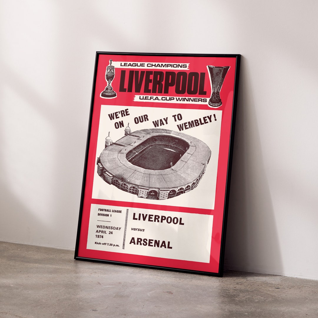 Vintage Liverpool FC UEFA 1974 Official Red Programme Poster - Retro ...