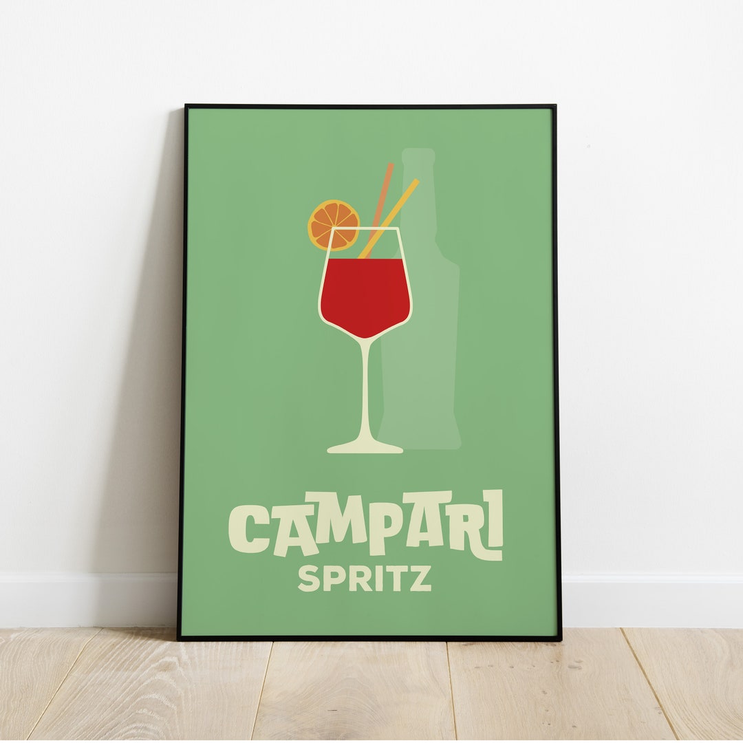 CAMPARI SPRITZ Print | Home Bar Kitchen | Cocktails | Wall Art | Retro ...