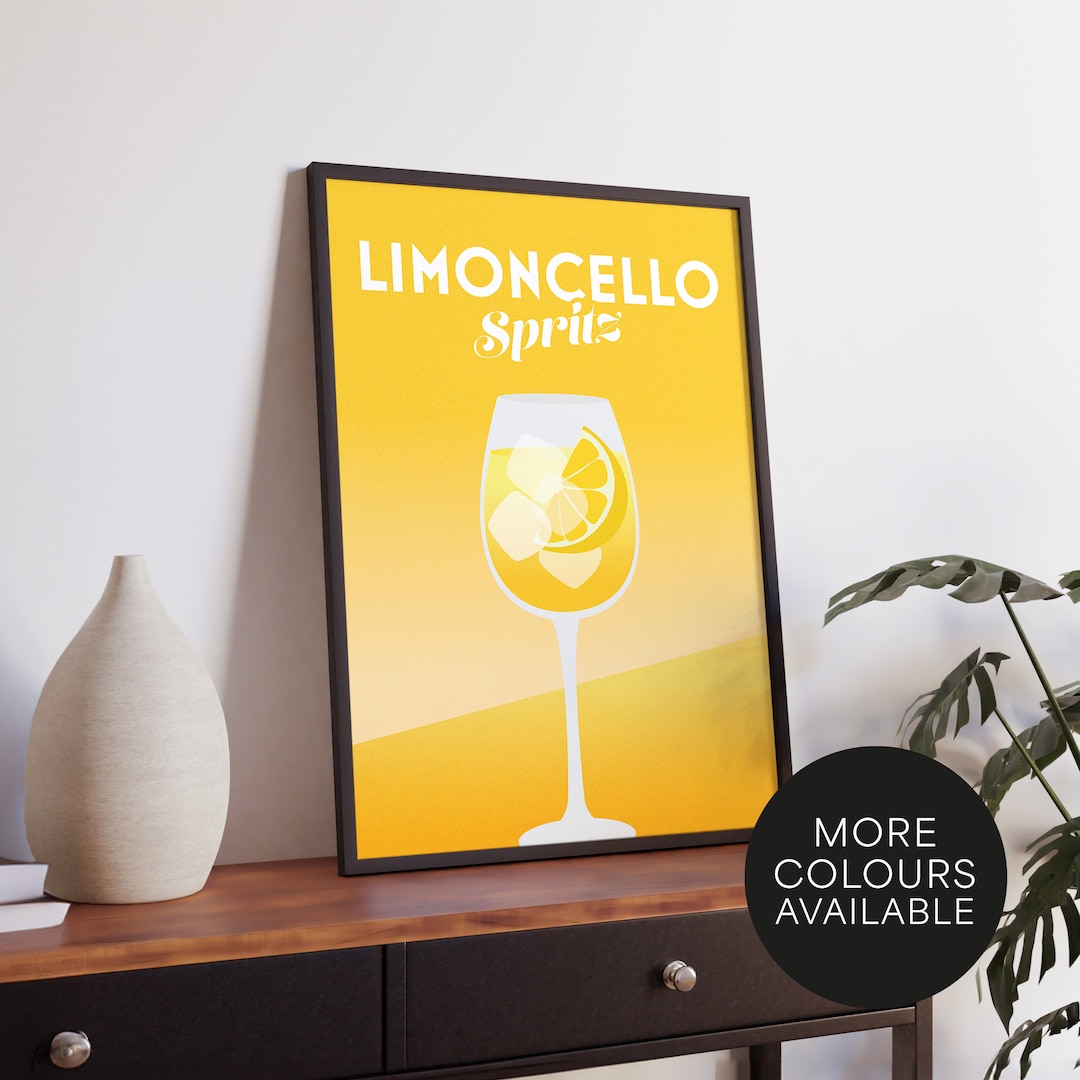 Limoncello Spritz Cocktail Print Home Bar Kitchen, Lemon Prosecco ...