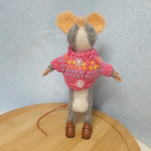 Mouse in Pink Sweater, Needle Felted Girl Mouse, Collectible Mouse ...