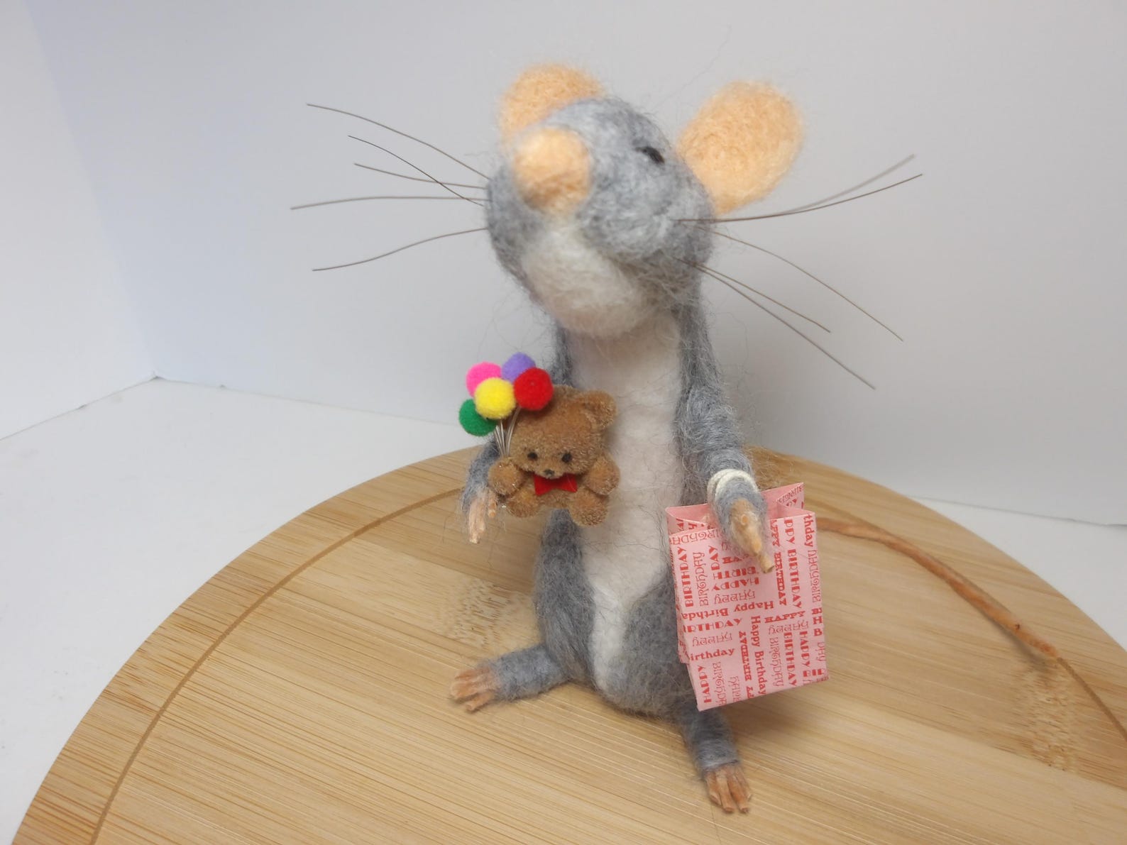 Birthday Mouse, Needle Felted Mouse With Birthday Gifts, Collectible ...