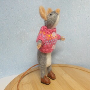 Mouse in Pink Sweater, Needle Felted Girl Mouse, Collectible Mouse ...
