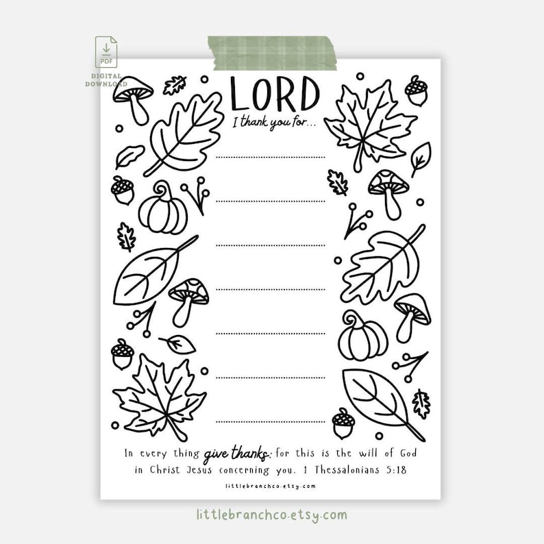 Christian Thanksgiving Colouring Page: Gratitude Activity (PDF) - Etsy