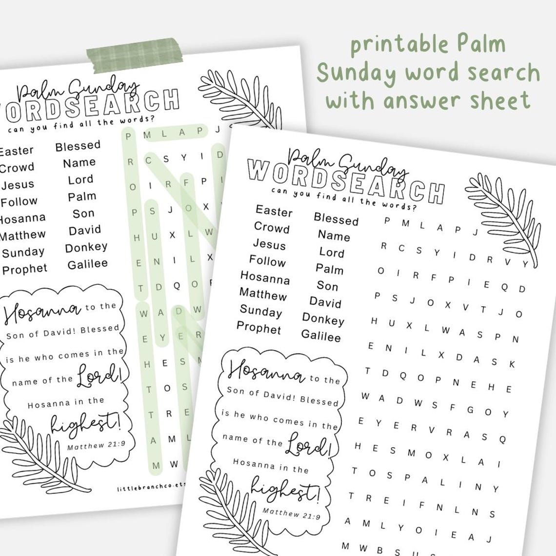 Printable Palm Sunday Wordsearch, Christian Easter Easter Activity Palm ...