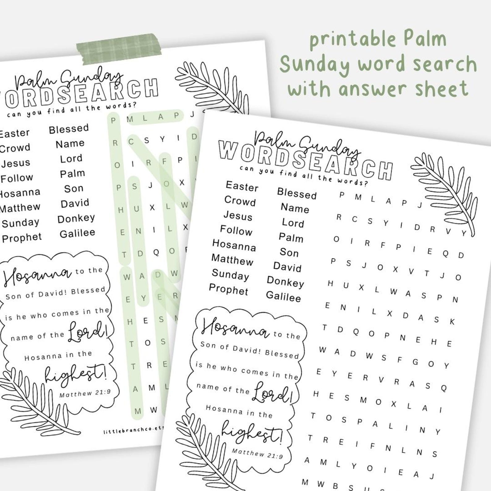 Printable Palm Sunday Wordsearch, Christian Easter Easter Activity Palm ...