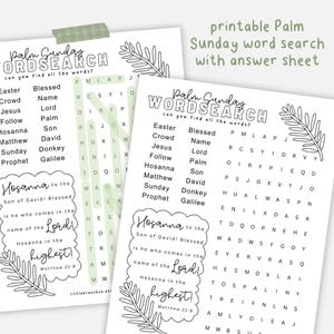 Printable Palm Sunday Wordsearch, Christian Easter Easter Activity Palm ...