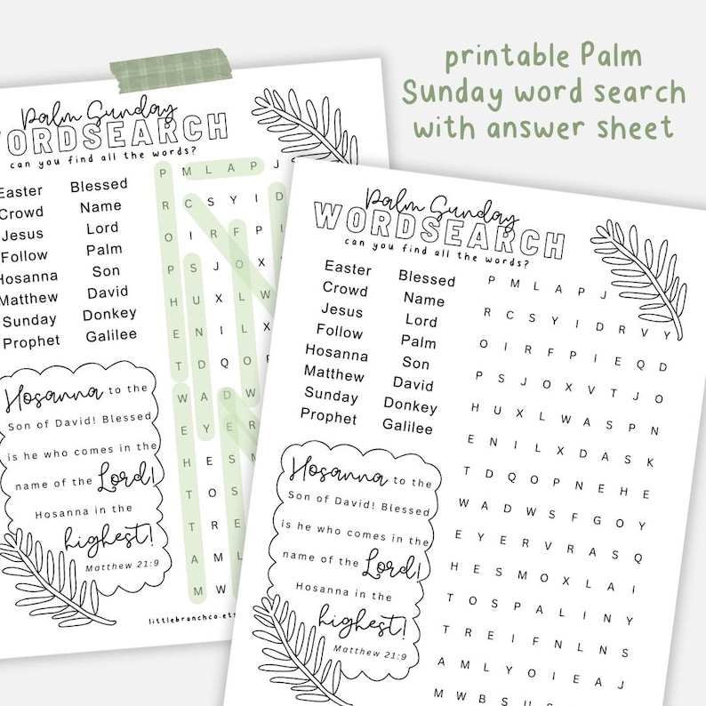 Printable Palm Sunday Wordsearch, Christian Easter Easter Activity Palm ...